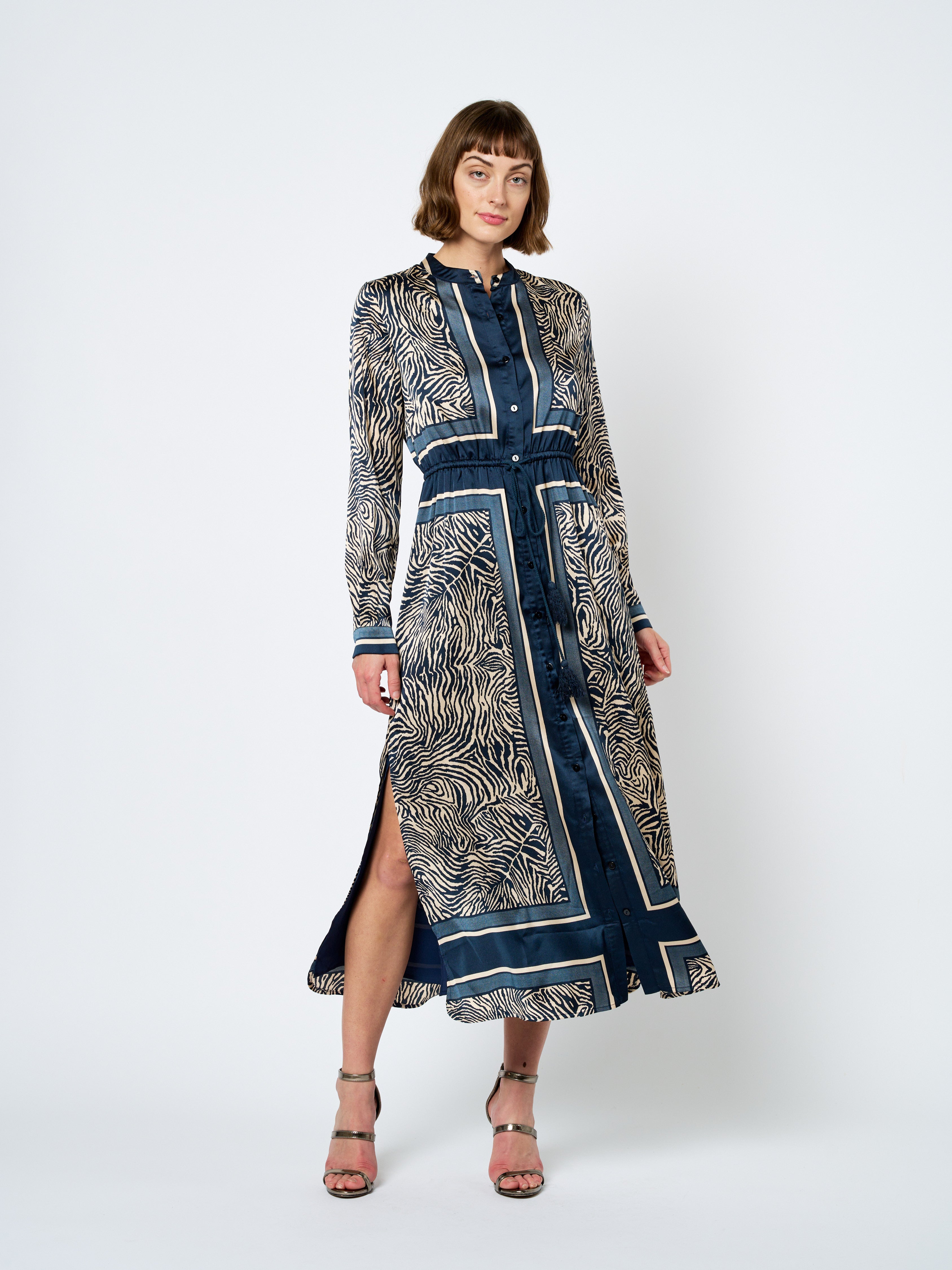 Coco Printed Long Sleeve Shirt Dress – CIEBON