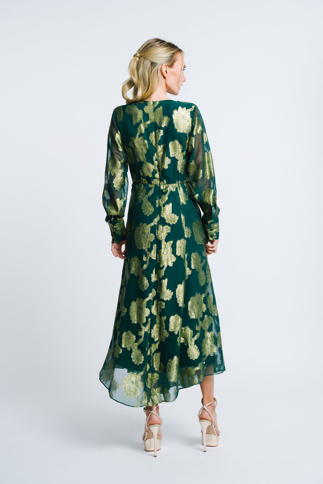 Devyn Metallic Jacquard Twist Front Maxi Dress – CIEBON